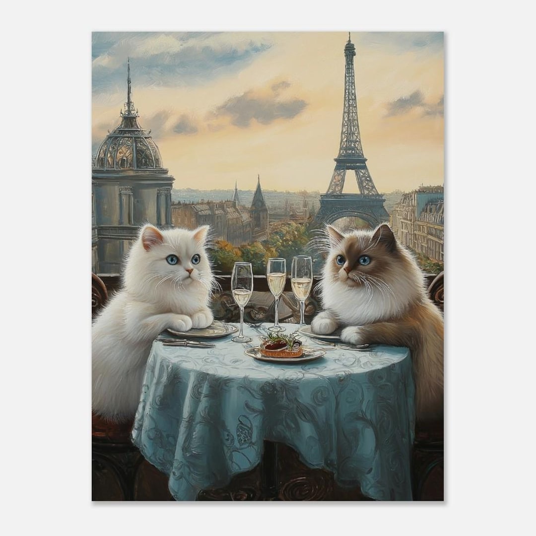 Cats in Paris Ragdoll Fine Art Print Cat Lover Eiffel Tower Kitten ...