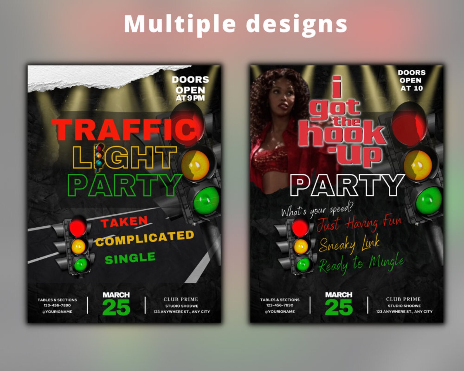 Traffic Lights Club Flyer Template, DIY Event Flyer Template, Party ...