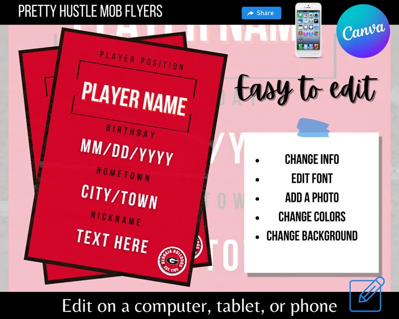 Red and Black Softball Trading Card Template | Canva Template ...