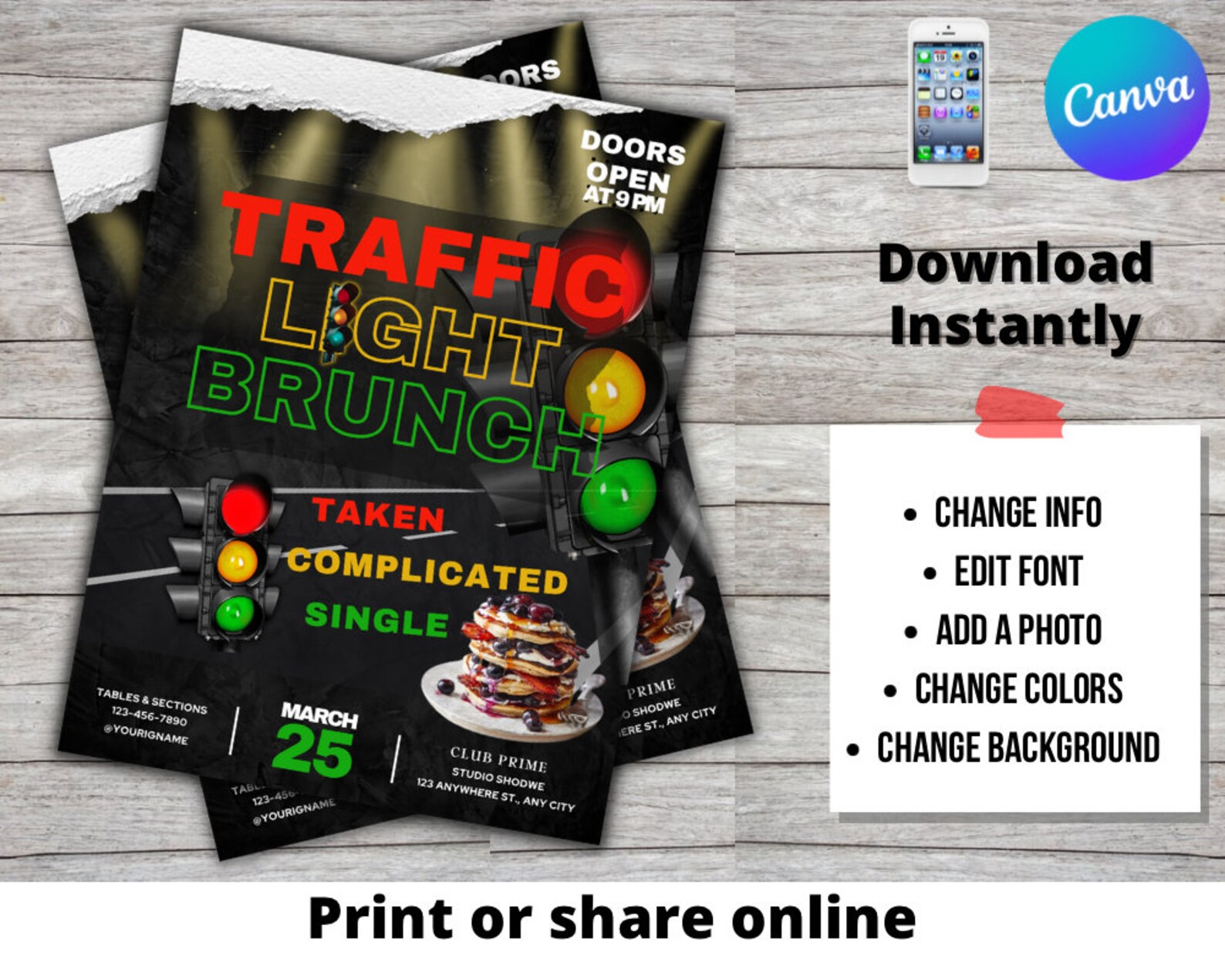 Traffic Lights Club Flyer Template, DIY Event Flyer Template, Party ...