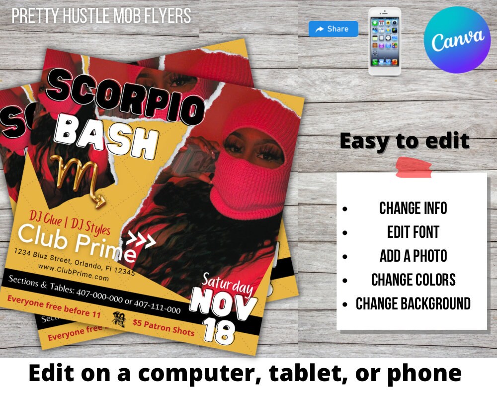 Scorpio Bash Party Flyer Template - Etsy