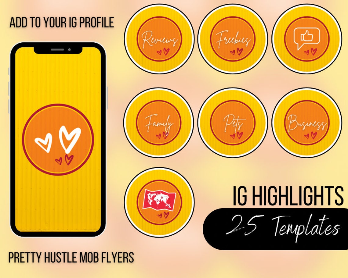 Instagram Highlight Covers - Yellow and Red - Etsy