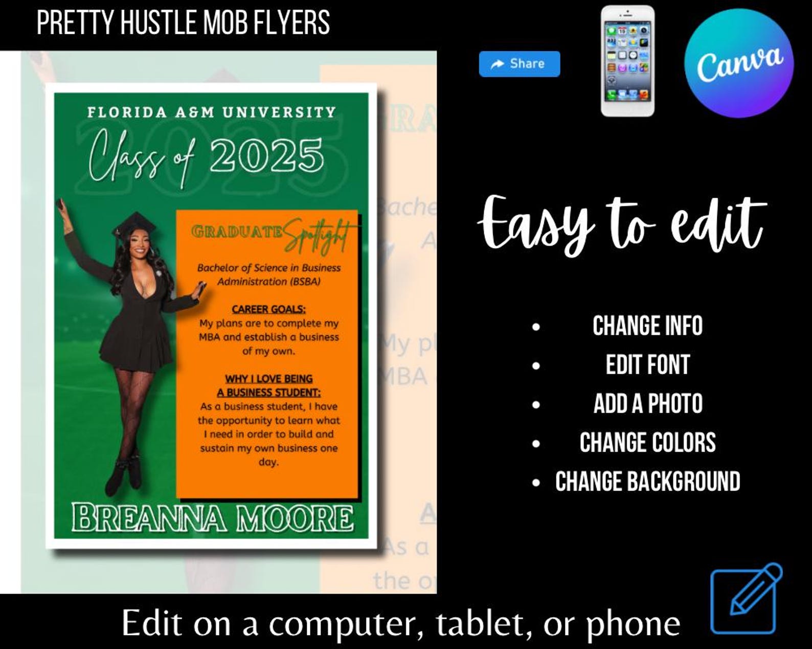 Graduate Spotlight Template | Graduation Flyers - Etsy