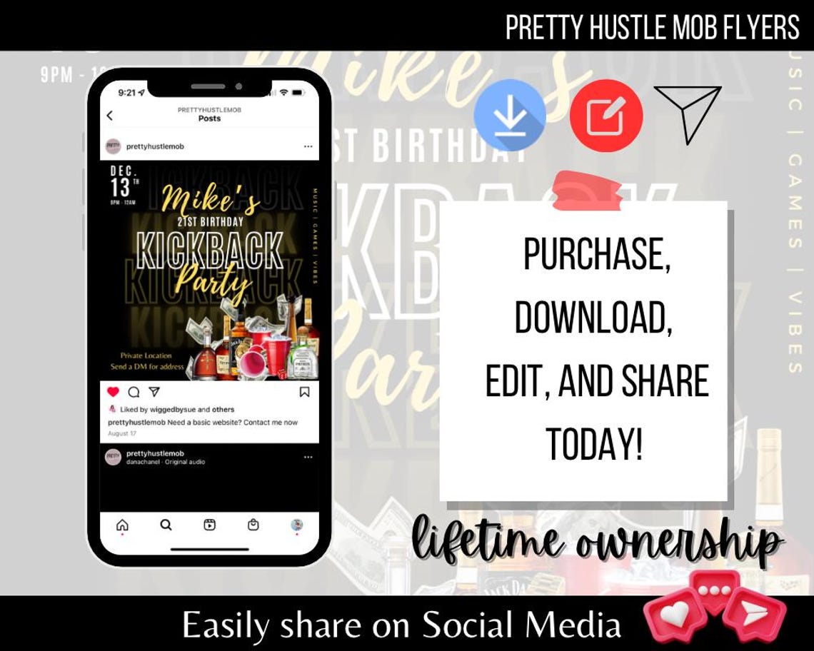 Birthday Kickback Party Flyer Template • Air Bnb Party Flyer - Etsy