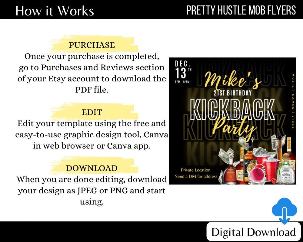 Birthday Kickback Party Flyer Template • Air Bnb Party Flyer - Etsy
