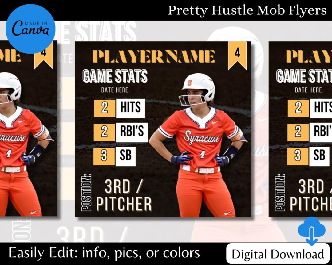 Game Stats Card Template | Canva Template | Instagram Sports Flyer ...