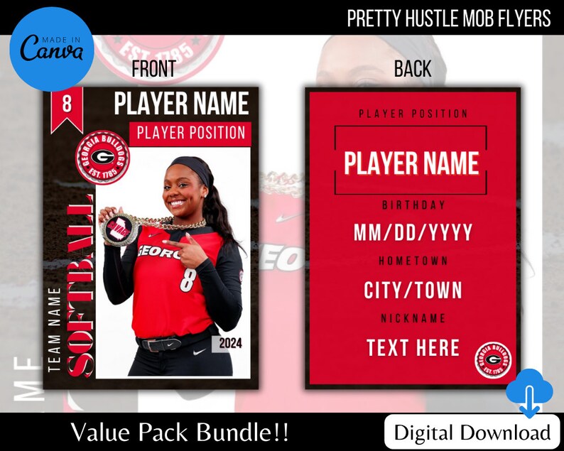 Red and Black Softball Trading Card Template | Canva Template ...