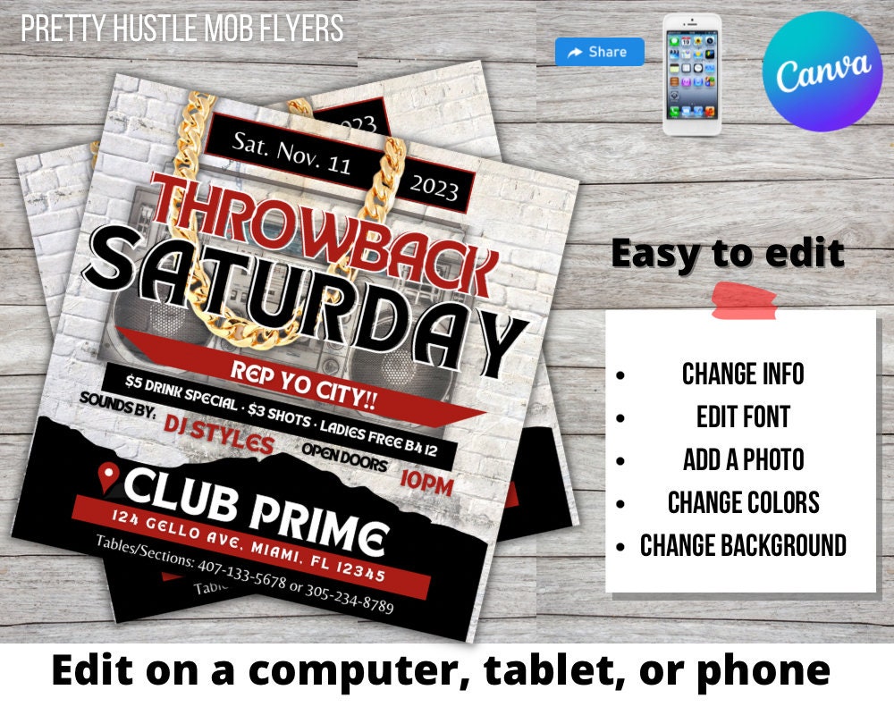 Throwback Hiphop Flyer Template - Etsy