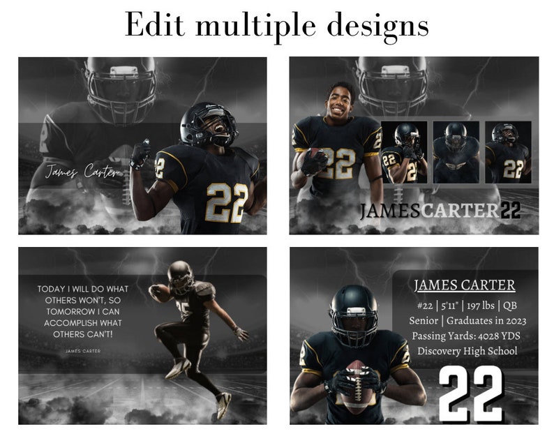 Football Legacy Card Template | Stat Card | Senior Football Career Card ...