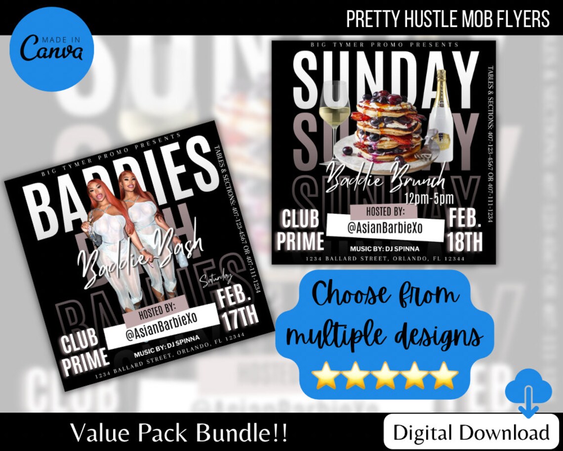 Baddies Bash Flyer Template Edit on Canva - Etsy