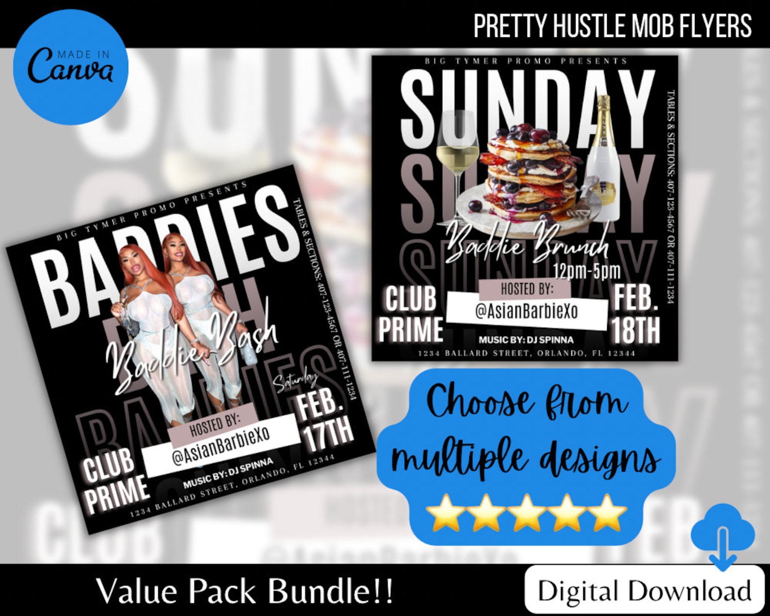 Baddies Bash Flyer Template | Edit on Canva - Etsy