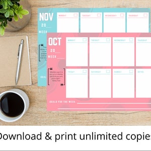Colorful Weekly and Monthly Calendars | Printable Planner and Calendars ...