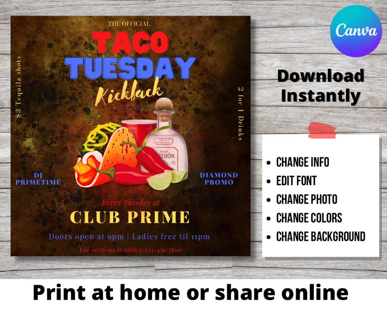 Taco Tuesday Club Flyer, Event Flyer Template, Party Flyer, Instagram ...