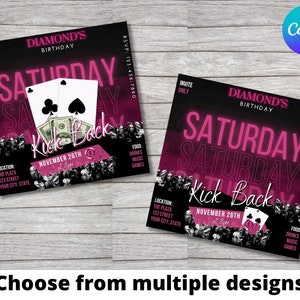 Kickback Club Party Flyer Template for Canva, DIY Event Flyer Template ...