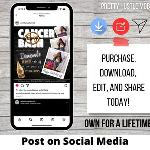 Animated Cancer Bash Birthday Flyer Template - Etsy