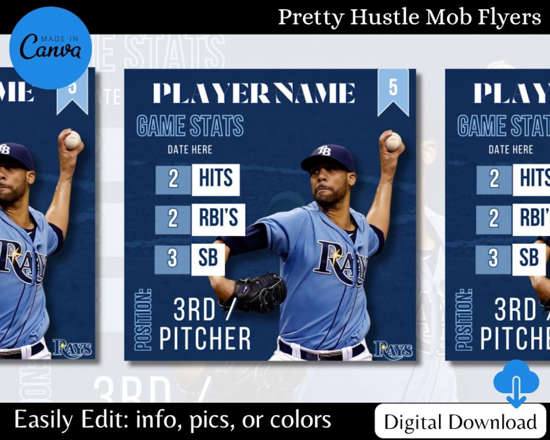 Blue Game Stats Card Template | Canva Template | Instagram Sports Flyer ...