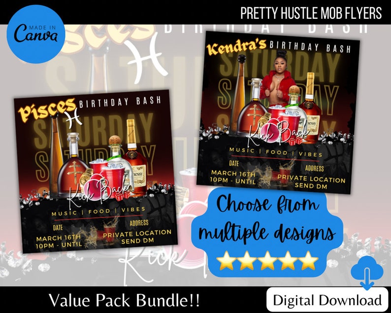 Yellow Pisces Bash Flyer Template | Perfect for Kickbacks, Parties, and ...