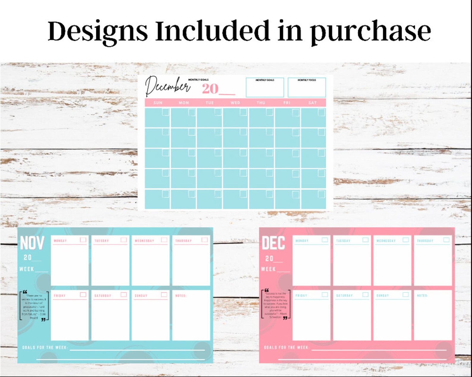 Colorful Weekly and Monthly Calendars | Printable Planner and Calendars ...