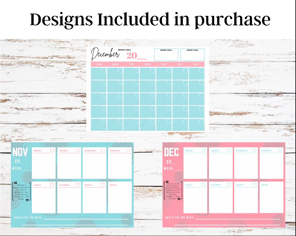 Colorful Weekly and Monthly Calendars | Printable Planner and Calendars ...