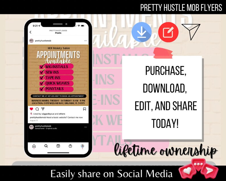 Pink and Gold Booking Available Business Flyers | Hairstylist Flyers ...