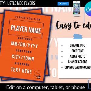 Orange and Blue Softball Trading Card Template | Canva Template ...