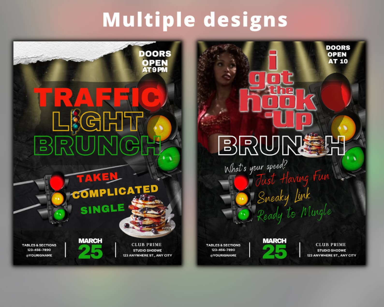 Traffic Lights Club Flyer Template, DIY Event Flyer Template, Party ...