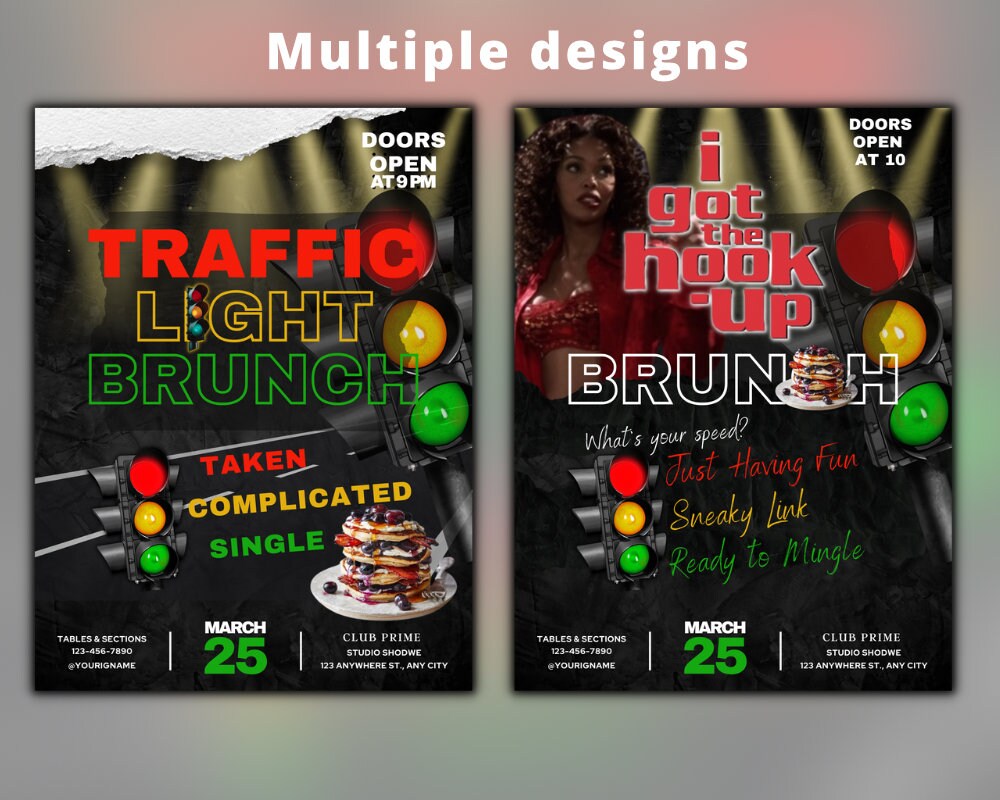 Traffic Lights Club Flyer Template, DIY Event Flyer Template, Party ...