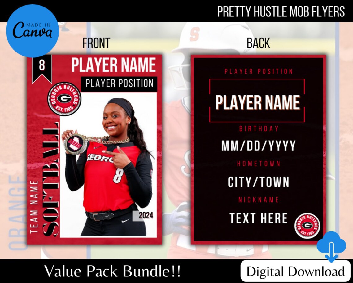 Red and Black Softball Trading Card Template | Canva Template ...