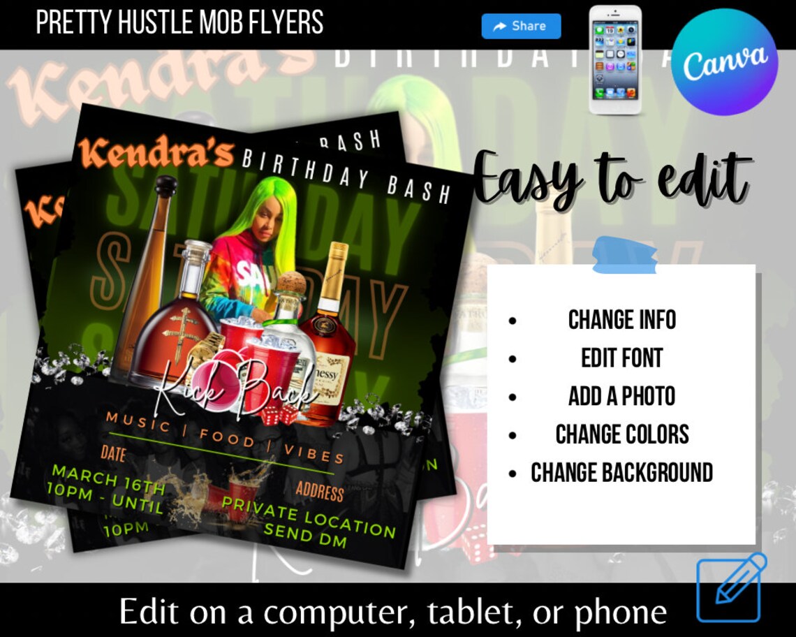 Pisces Bash Flyer Template | Perfect for Kickbacks, Parties, and Club ...