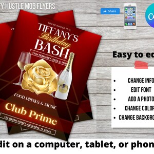 Red Brunch Flyer Template for Canva, DIY Event Flyer Template, Party ...