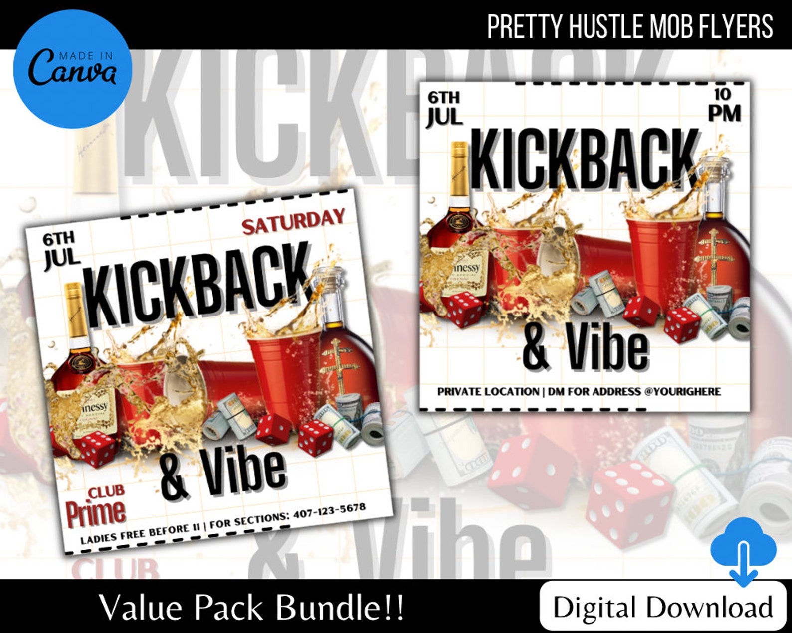 Kickback Party Flyer Template for Canva, DIY Event Flyer Template ...