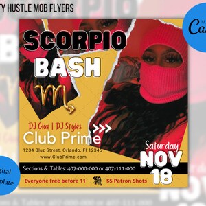 Scorpio Bash Party Flyer Template - Etsy