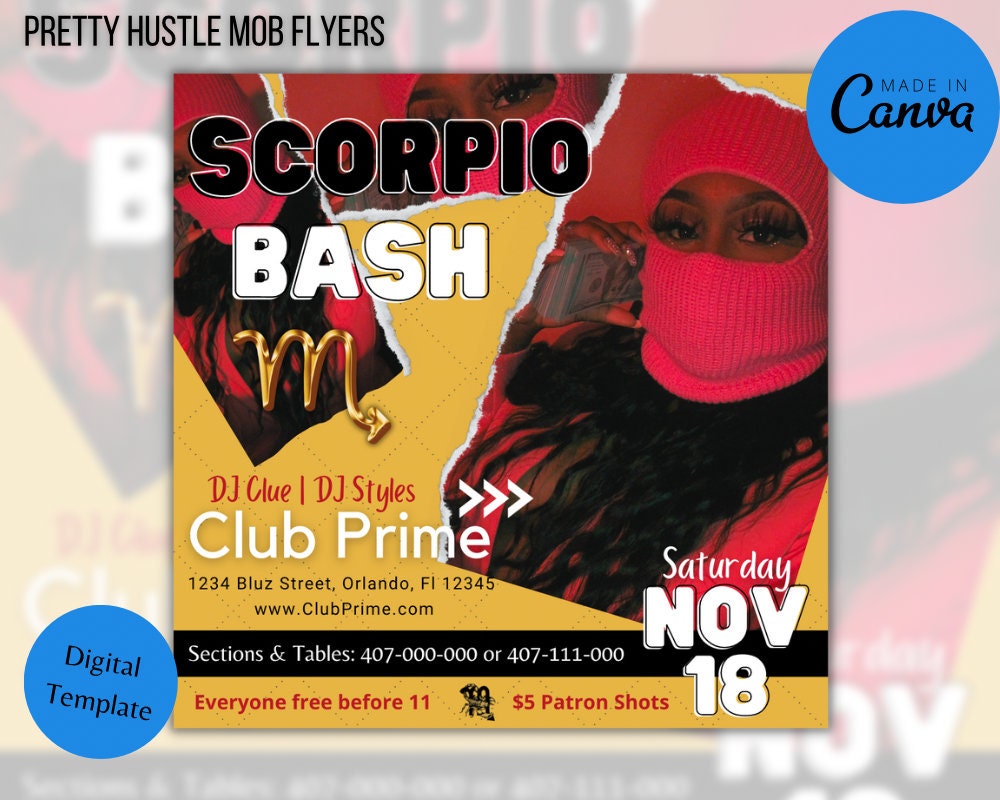 Scorpio Bash Party Flyer Template - Etsy