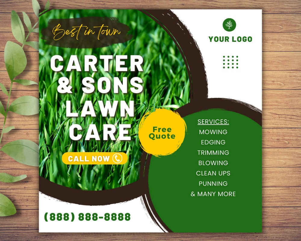 Lawn Care Flyer Template | Lawn Cutting Services | Editable Lawn Mowing ...