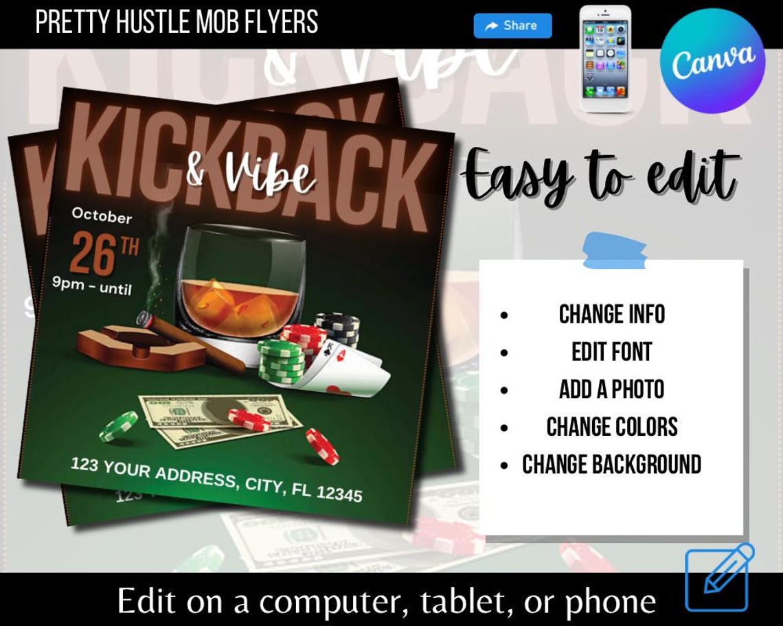 Kickback and Vibe Flyer Template | Perfect for Kickbacks, Parties, and ...