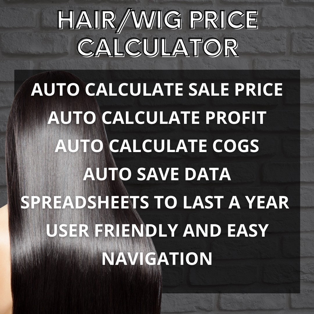 Price Calculator for Hair and Wig Business With Profits and Cogs ...