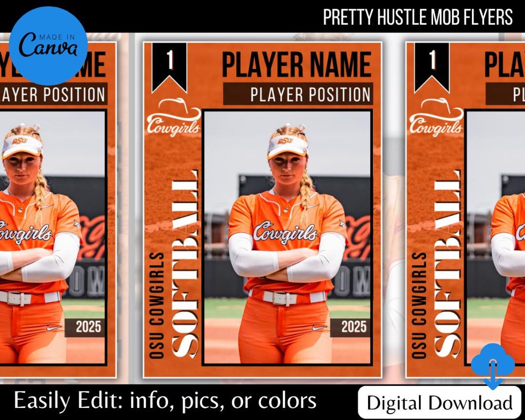 Orange and Black Softball Trading Card Template | Canva Template ...