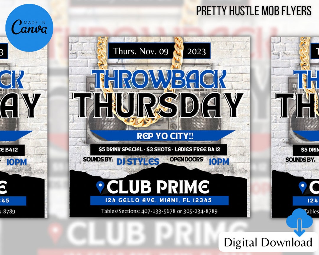 Blue Throwback Hiphop Flyer Template - Etsy
