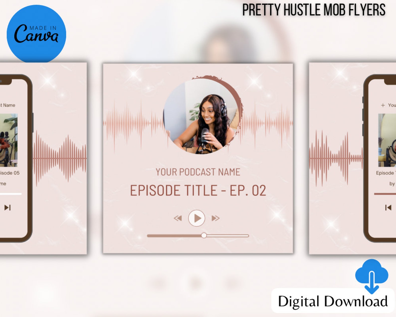 Pink Customizable Podcast Flyer Template for Social Media and More - Etsy