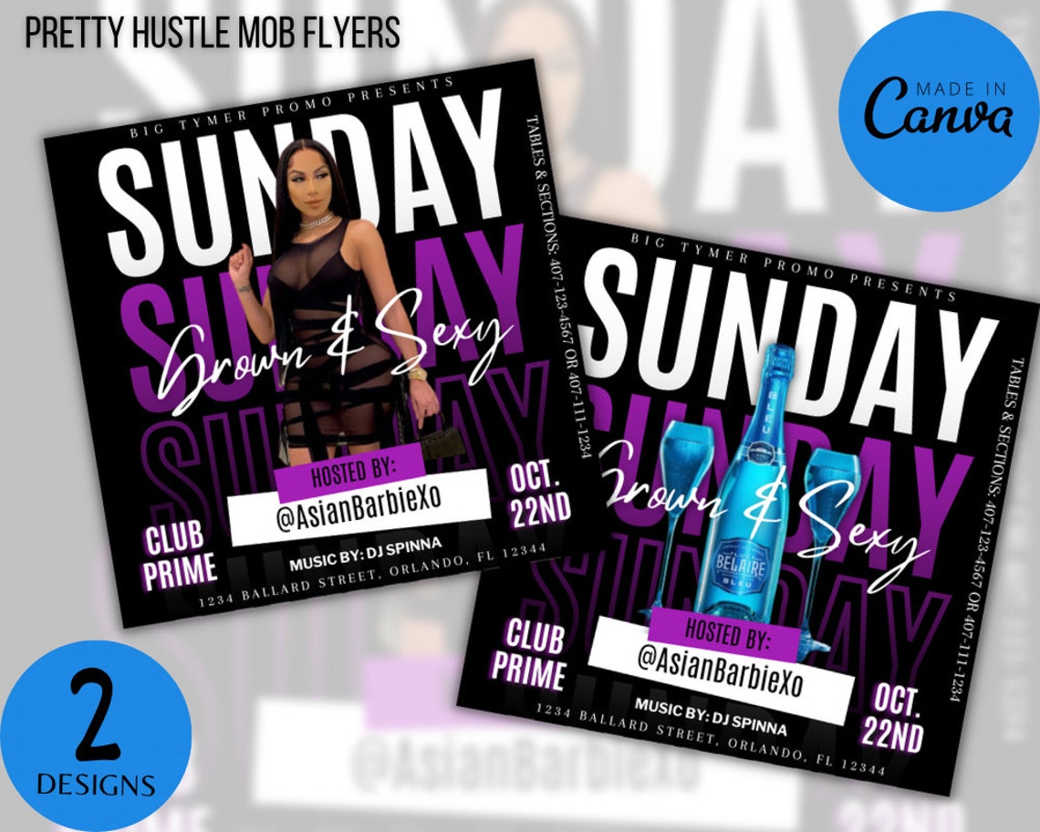 Grown And Sexy Flyer Template For Canva Etsy