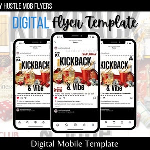 Kickback Party Flyer Template for Canva, DIY Event Flyer Template ...