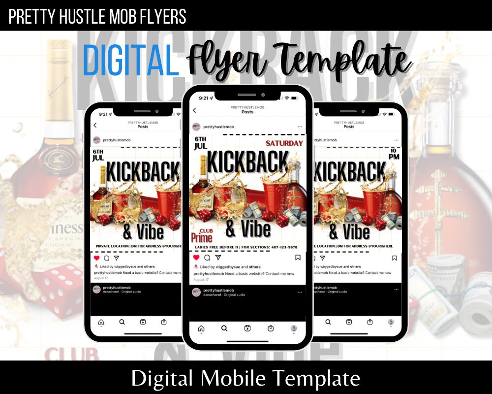 Kickback Party Flyer Template for Canva, DIY Event Flyer Template ...