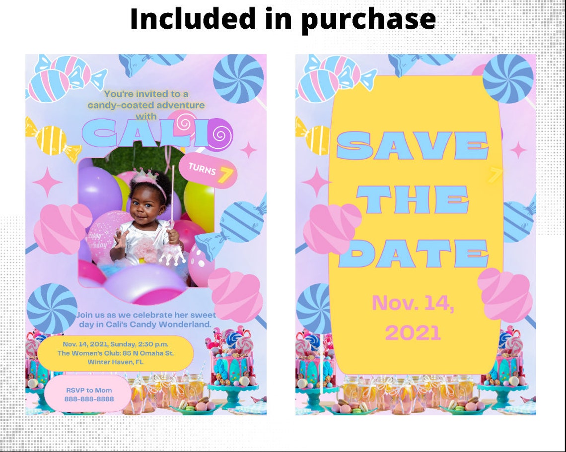 Candy Themed Birthday Invitation Template | Birthday Party Invite ...