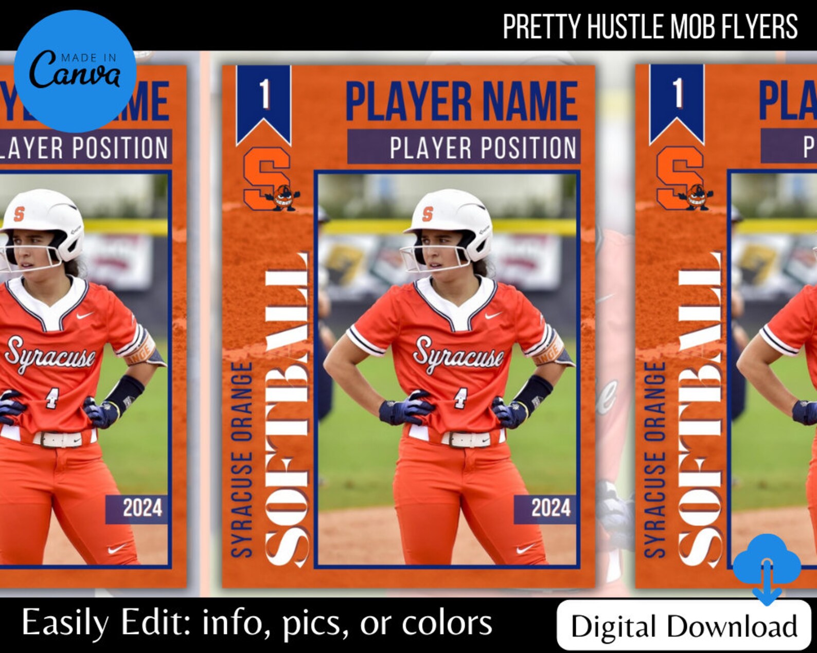 Orange and Blue Softball Trading Card Template | Canva Template ...