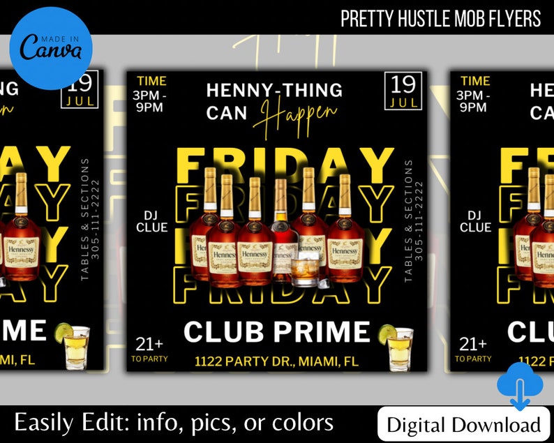 Henny Club Party Flyer Template: DIY Event Invite (digital Download) - Etsy