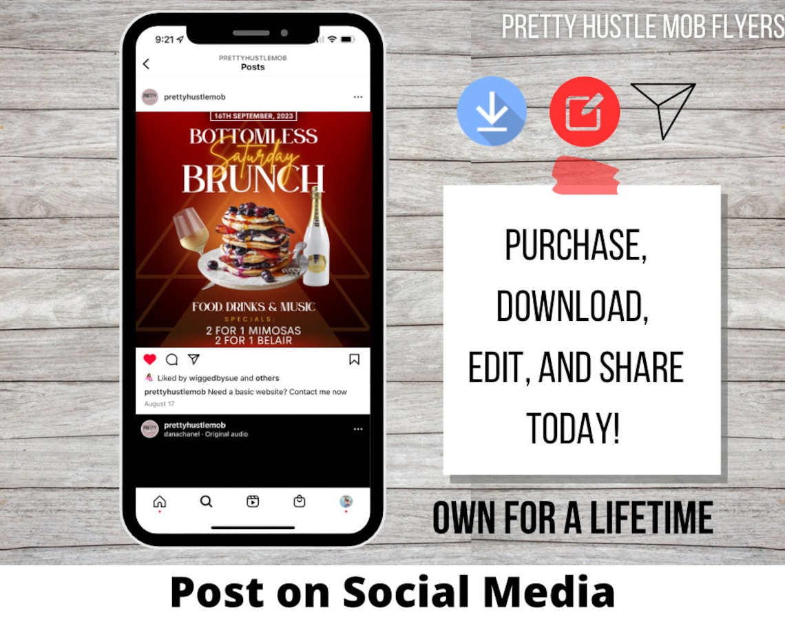 Red Brunch Flyer Template for Canva, DIY Event Flyer Template, Party ...