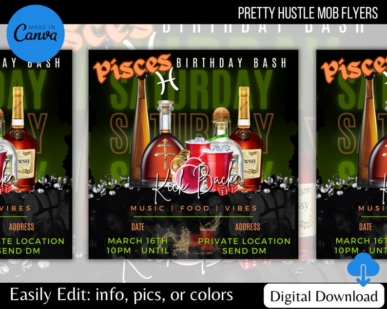 Pisces Bash Flyer Template | Perfect for Kickbacks, Parties, and Club ...