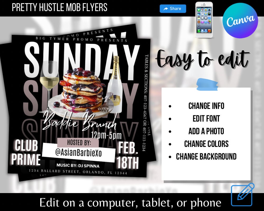 Baddies Bash Flyer Template Edit on Canva - Etsy