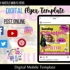 Clueless Themed Brunch Flyer Template | Editable Canva Template ...