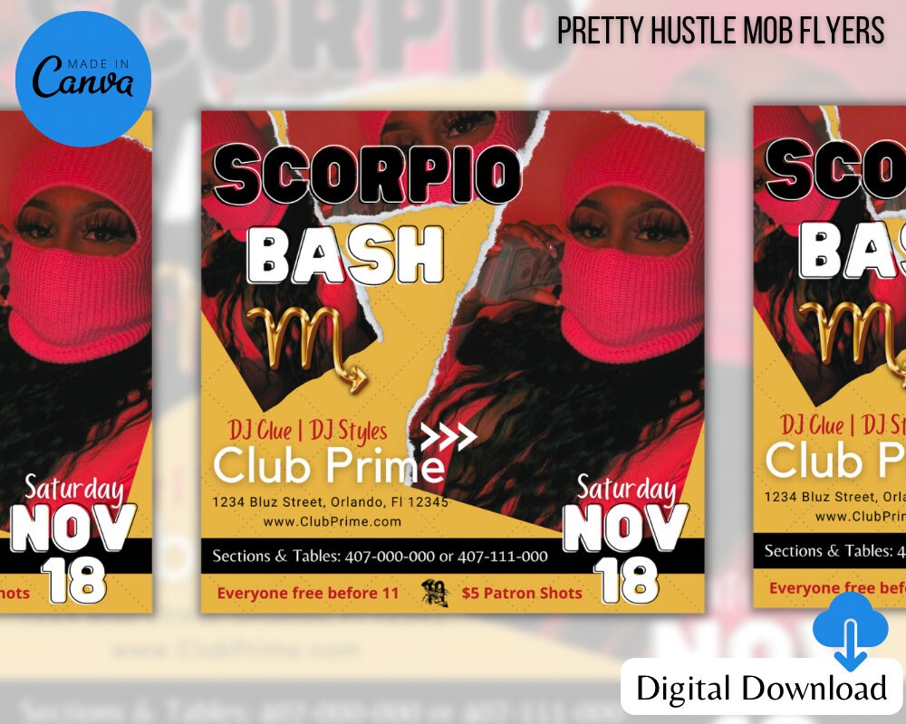 Scorpio Bash Party Flyer Template - Etsy